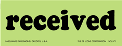 Received Labels 2" x 5"