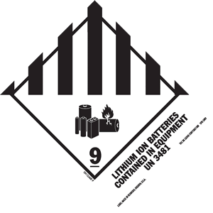 Lithium Ion Batteries Contained in Equipment HazMat Labels 5" x 4"