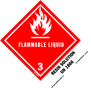 Flammable Liquid - Resin Solution HazMat Paper Labels 5" x 4"