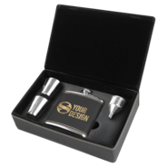Engrave your design on this flask & shot glass gift set!