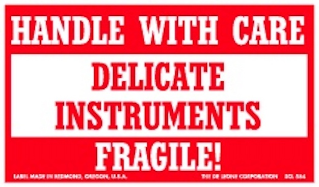 Delicate Instruments, Fragile Labels 3" x 5"