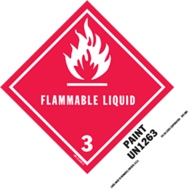 Flammable Liquid - Paint HazMat Paper Labels 5" x 4"