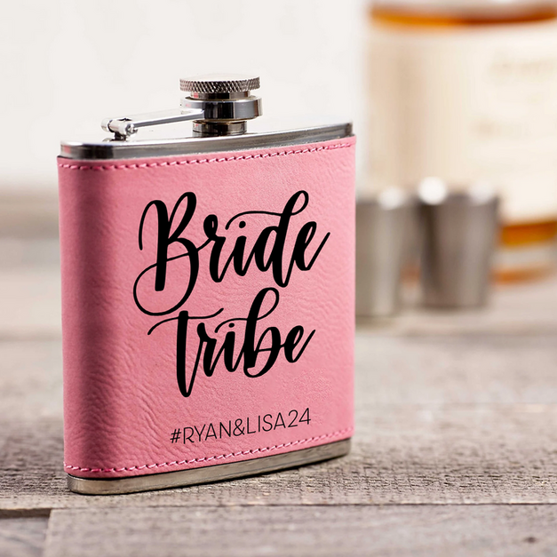 Engrave your design on this flask & shot glass gift set!