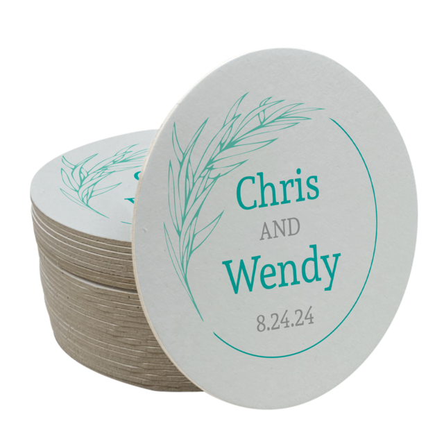 Customize These Leaf Border Wedding Coasters
