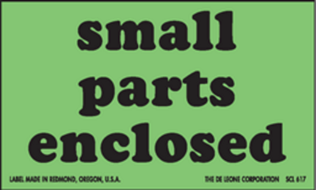 Small Parts Enclosed Labels 3" x 5"